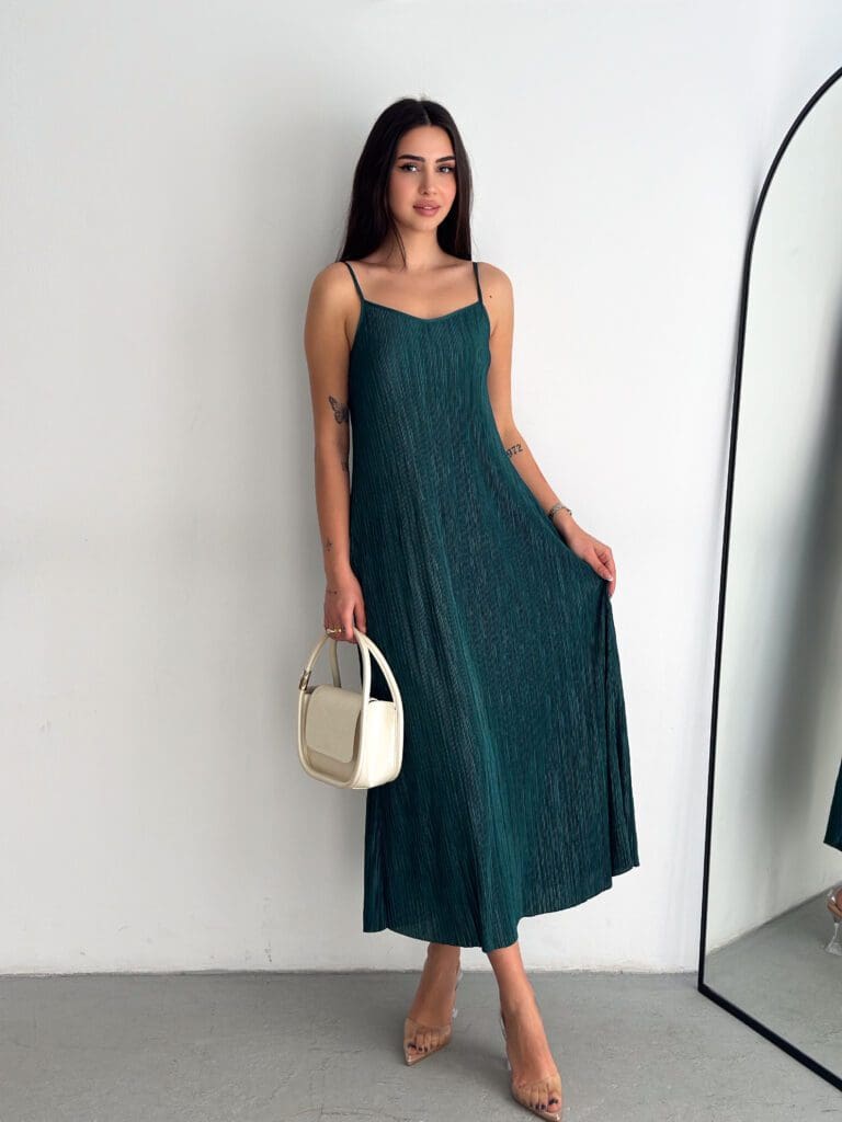 Starlit Allure Pleated Maxi-Green - UNBOX Basics