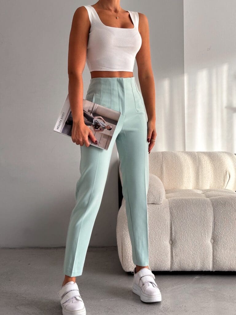 MINT HIGH WAIST PLEATED PANTS - UNBOX Basics