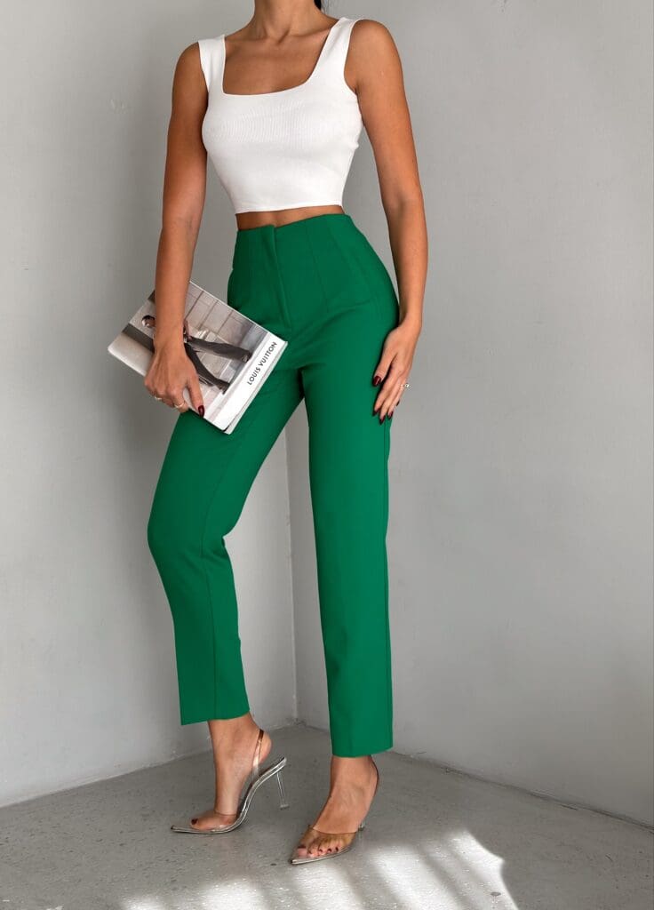 GRASS HIGH WAIST PLEATED PANTS - UNBOX Basics