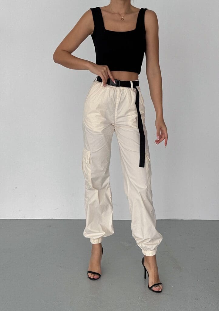 Cream Utility Joggers - UNBOX Basics