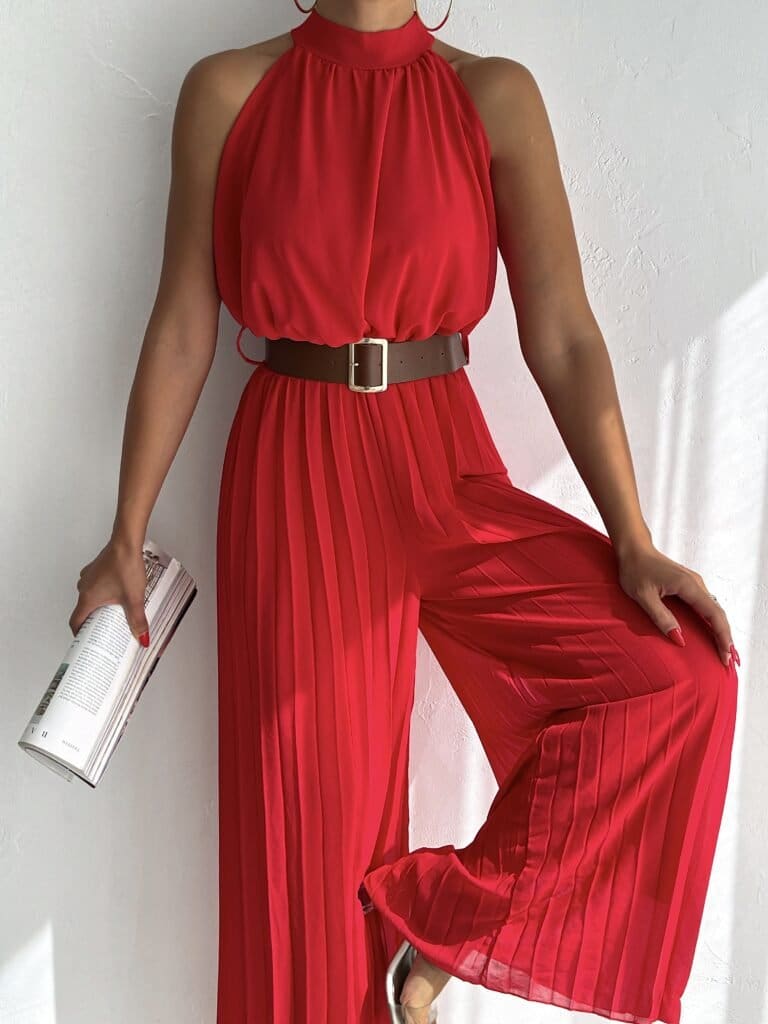 Chic Cinch Jumpsuit Red - UNBOX Basics